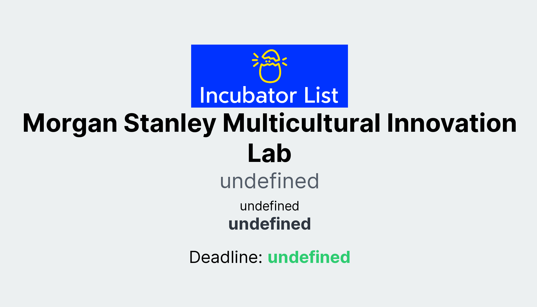 Morgan Stanley Multicultural Innovation Lab - Key Information